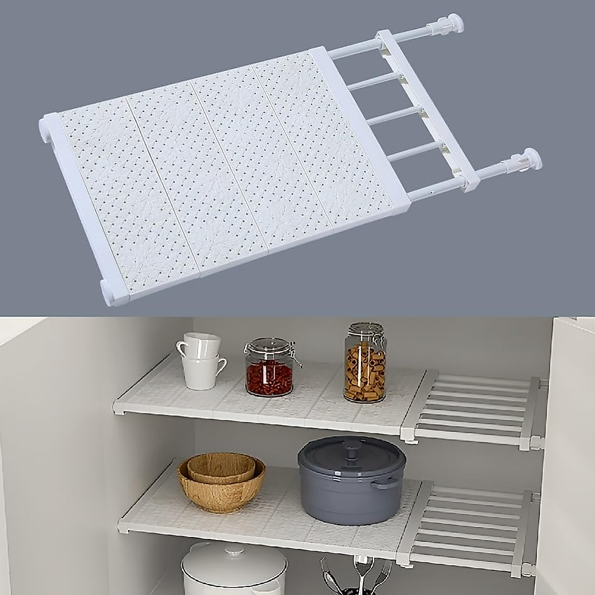 HabiWell Adjustable Closet Organizer Storage Shelf for Cabinet Kitchen Rack Space Saving Wardrobe Closet Shelves Cabinet Holders (Width 11.8 inch, Length 21-35.4 inch)