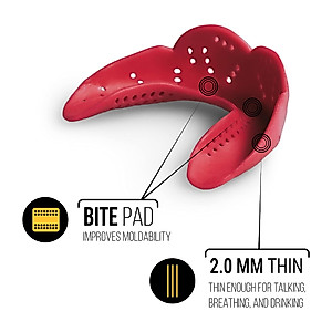 SISU Aero Large Mouthguard, Charcoal Black - 2.0mm Thin - Custom-Molded Fit - Slim Design - Remoldable Up to 20 Times - for Team Sports - Non Toxic