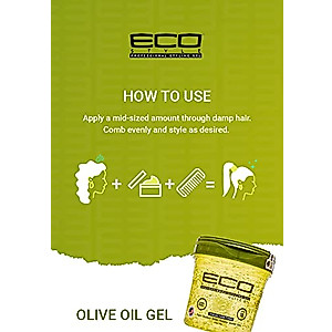 Eco Style ECOCO Style Gel Olive Oil-100% Pure Olive Oil-Adds Shine And Tames Split Ends-Weightless Style-Nourishes And Repairs-Adds Moisture To The Scalp-Superior Hold-Healthy Shine-16 Oz