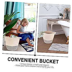 WHAMVOX 1pc Woven Storage Basket Wicker Storage Toy Baskets Woven Baskets Knitting Rope Basket Storage Bins for Toys Rope Storage Baskets Toy Storage Bin Basket White Cotton Rope