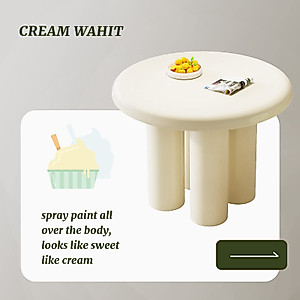 HOTICKME 39.37" White Kitchen Table, Modern Round Dining Table for Kitchen, Bar, Living Room, Dining Room Table, Table Only