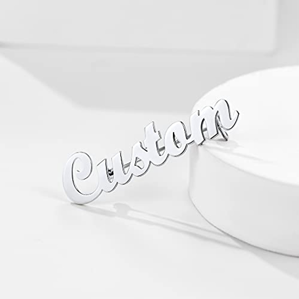 Custom4U Name Brooch Pin Personalized Stainless Steel Customized Name Tag Jewelry for Women
