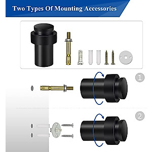 KOLAKO Door Stopper Cylindrical Floor Door Stop Black Rubber Door Stoppers Brushed Modern Decorative Heavy Duty Solid Doorstop Bumper Wedge Wall Protector 2.5Inch 4 Pack