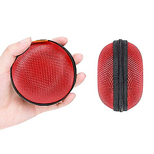 GLCON Small Earbuds Case for Airpods, Earpiece, Headset, Charger, Charging Cord, USB Flash Drive - 2 Pack EVA Carrying Case with Mesh Pocket - Shockproof Lightweight Storage Bag Coin Pouch - Red