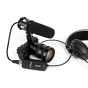 IK Multimedia iRig Pre 2 mic preamp adapter interface for iPhone, iPad, Android, iOS & DSLR cameras, with +48V phantom power, XLR connector & headphone output
