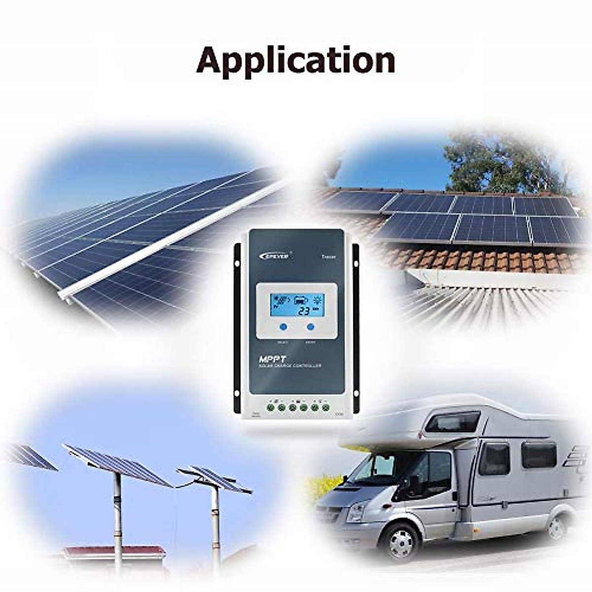 EPEVER 40A MPPT Solar Charge Controller 12/24V DC Tracer-an Series Charge Controller with MT50 Remote Meter &Temperature Sensor &RS485 Cable fit for Lithium, Sealed, AGM Battery Negative Grounded
