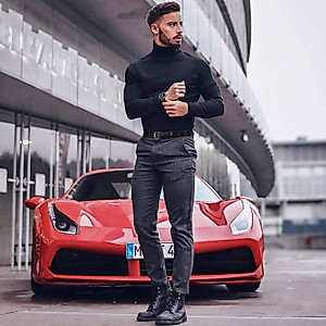 VONMELLI Double Prong Leather Belt Heavy Duty Belt for Men, Double Grommet Holes Belt for Pants A-black