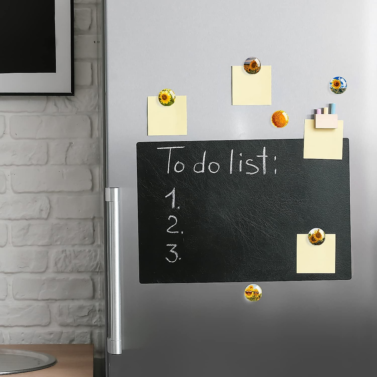 NENNALO 6Pcs Refrigerator Magnets - Glass Strong Magnets for Fridge - Sunflower - Whiteboard Magnets - Small Magnets for Fridge, Office, Home, Kitchen 1.18in, 1.18''