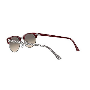Ray-Ban Rb3946 Clubmaster Oval Sunglasses, Wrinkled Grey On Bordeaux/Clear Gradient Grey, 52 mm