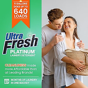 Ultra Fresh® 3X Platinum™ Laundry Detergent - Original Green™ - 5 Gallons - Deep Cleaning, Whitens & Brightens, Up to 640 Loads - Safe for HE Machines & Septic Systems, No Phosphates or Bleach