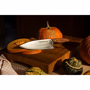 Cuisine Romefort | Sharp Carbon Steel Chef's Knife XC75, 8.7 in blade, with Leather sheath | chef knives with wooden handle | kitchen knife hardened with 58 Rockwell