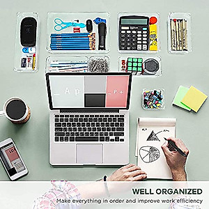 Puroma 24Pcs Desk Drawer Organizer 5-Size Versatile Vanity Desk Drawer Storage Bins and 31Pcs Desk Drawer Organizer Trays, Drawer Organizers Bathroom Drawer Dividers for Makeup, Jewelries and Gadgets