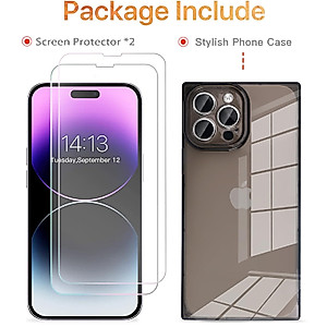 KRY Black Clear Phone Case for iPhone 13 Pro Max Case with [Screen Protector][Camera Protection] Cute Design, Slim Cover for iPhone 13 Pro Max [Soft Anti-Scratch] for Women Girls