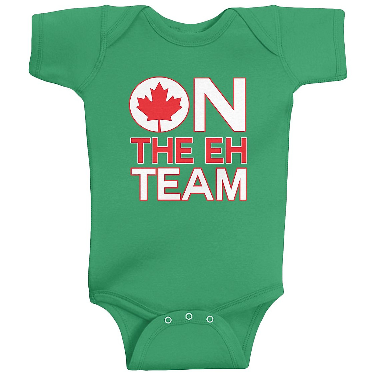 Threadrock Unisex Baby On The Eh Team (Canada) Bodysuit 6M Kelly Green