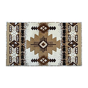 Concord Global Trading South West Native American Area Rug Design C318 Ivory (24 Inch X 40 Inch)