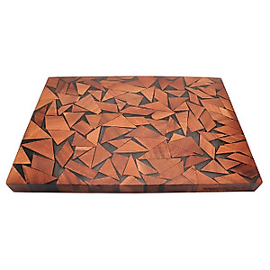 KreativByDesign One Of A Kind - Shattered Glass Pattern Wooden Chopping Board with Black Pearl Resin Large