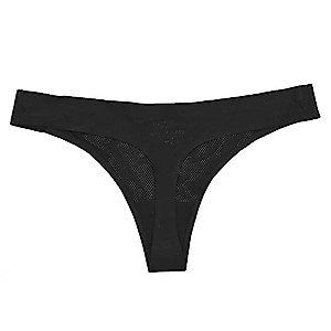 SSSLine Women's Cotton Thongs, Seamless Thongs for Women, Soft Breathable Stretch Panties, 6 Pack Cotton Full Coverage Underwear (Medium, Black)
