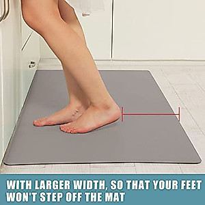 SHANJE Kitchen Mat set of 2 [23.5"x33.5"+23.5"x59"]Ultra Wide Plaid Texture Anti Fatigue Kitchen Floor Mat,Waterproof Non Slip Cushioned Mat,Comfort Kitchen Rugs for Hardwood Floors-GREY