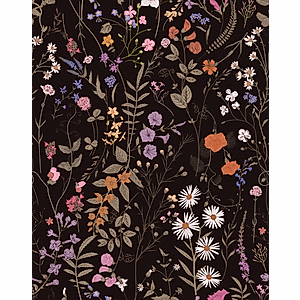 JiffDiff Floral Wallpaper Peel and Stick, Self Adhesive Wallpaper for Home Bedroom Cabinets and Kitchen Countertop Peel and Stick Thicken Contact Paper (17.3"x118", Dark Floral)