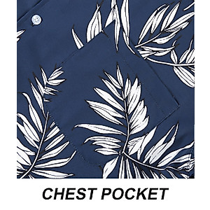 APTRO Men's Hawaiian Shirt Short Sleeve Tropical Vacation Button Down Beach Floral Palm Shirts #024 Navy L