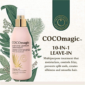 Cocomagic 10-in-1 Leave-in Hair Treatment with Coconut Oil | Hydrate, Detangle, Prevent Frizz | Smooths, Creates Silkiness | Gentle for All Hair Types | Paraben Free, Cruelty Free, Made in USA (8 oz)