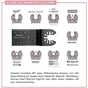 Diagtree 50Pack Bi-Metal multitool blade Oscillating Multi Tool Quick Release Saw Blades for Fein Multimaster, Dremel Multi-Max, Dewalt, Craftsman, Ridgid, Makita, Milwaukee, Rockwell (50pcs Bi-Metal)