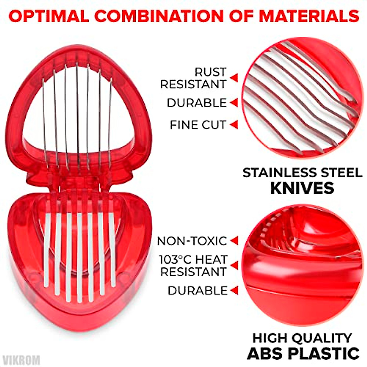 Strawberry Slicer Kitchen Gadget Fruit Cutter - Boiled Egg Slicer for Hard Boiled Eggs Slicer Stainless Steel Wire - Avocado Slicer Tool Tomato Slicer Stainless Steel Food Chopper Fruit Shape Cutters