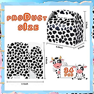 24 Pack Cow Party Favor Treat Boxes Candy Treat Present Boxes Cow Print Gift Bags Farm Goodie Boxes for Birthday Wedding Party Supplies Decoration Baby Shower