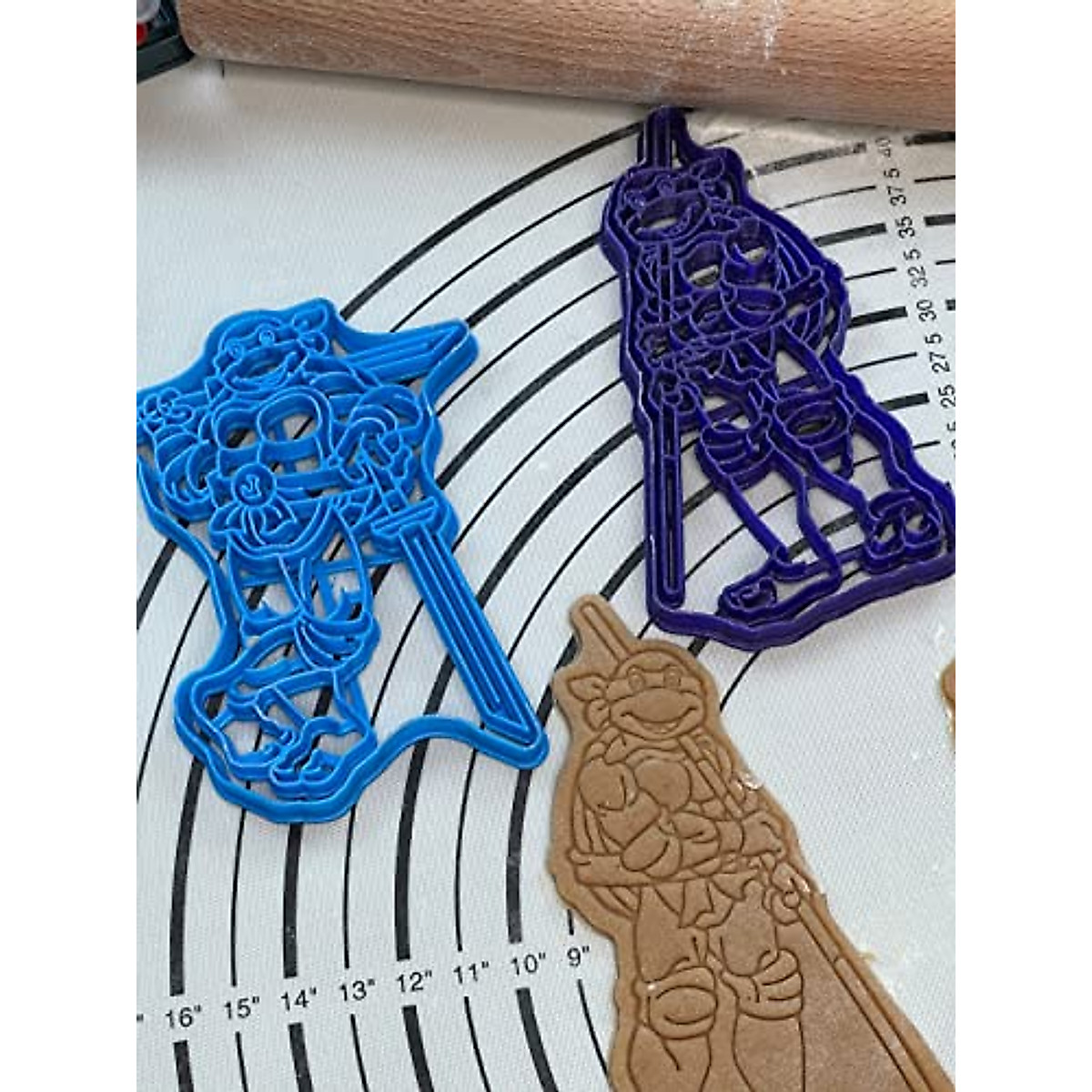 Set of 4 Ninja Turtle Raphael, Leonardo, Donatello & Michelangelo 6” Cookie Cutters and Molds Produced by 3D Kitchen Art