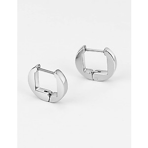TDEBA 316L Surgical Steel Small Hoop Earrings, Silver Huggie Earrings for Women, Stainless Steel Earrings for Sensitive Ears
