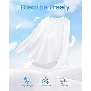 G4Free Women's UPF 50+ Sun Protection Long Sleeve Workout UV Shirts for Outdoor Gym Quick Dry Hiking Tops(White,M)