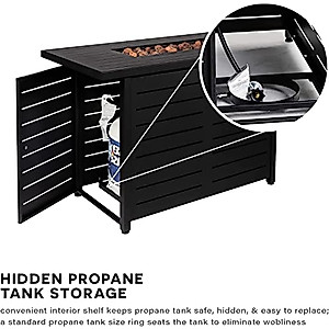 42" 60000BTU Outdoor Gas Propane Fire Pit Retangular Firepit Table withTabletop and Weather Cover, Indoor Outside Firepit Table w/ Lava Rock for Garden Courtyard Backyard Deck Poolside Party