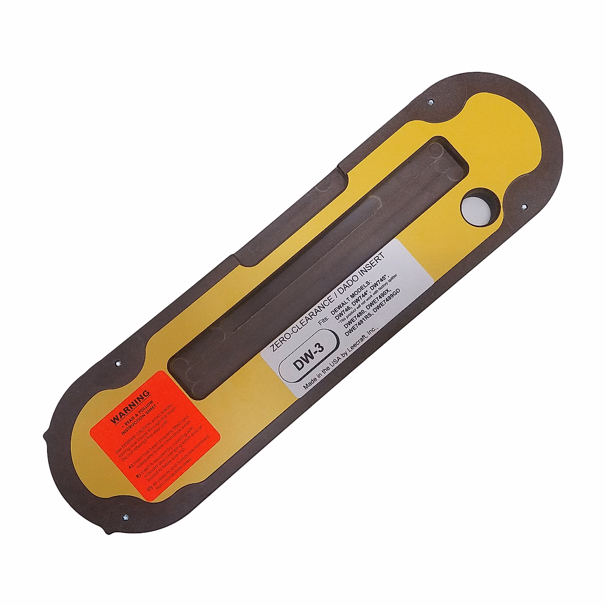 Leecraft DW-3 Zero-Clearance Dado Table Saw Insert for Dewalt Saws (Colors May Vary)