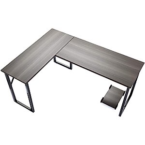 CX Modern L-Shaped Corner Desk Computer Desk Gaming Office PC Table, Sturdy Simple Industrial Style Home Office Writing Workstation Steel