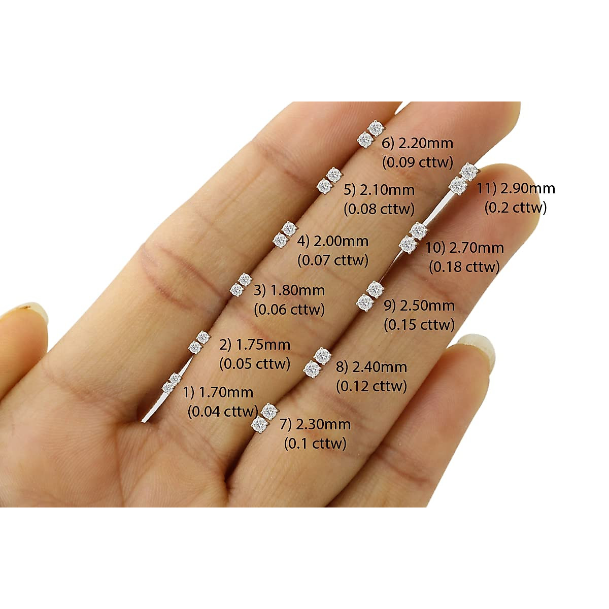 VERY VERY Small Miniscule 0.04CTTW Round Natural Diamond Stud (IGI Certified 0.70 ct & up) Plus Quality Screw Back Earrings in 14k Solid White Gold, 0.04 Ctw - 2.00 Ctw)