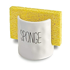 Bellemain Farmhouse Decor Sponge Holder for Kitchen Sink Counter-Holds Sponges, Ceramic Stoneware Kitchen Decor Compatible with Rae Dunn