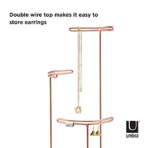 Umbra Tesora 3-Tier Jewelry Stand, Earring Holder, Accessory Organizer and Display, Concrete/Copper