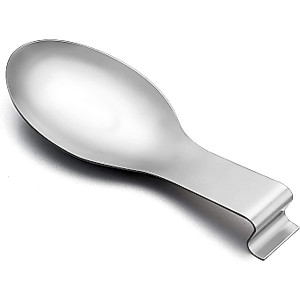 Stainless Steel Spoon Rest,Spoon Holder for Stove Top,Spatula Ladle Holder,Heavy Duty,Utensil Spoon Rest for Kitchen Counter,Dishwasher Safe 3.8 x 9.4 Inch(Silver Color 1PC)