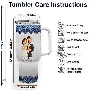 Custom 40oz Tumbler with Handle – wedding selfie-Personalized Couple Gift for Anniversary Wedding Gift, Birthday, Mother's Day, Valentine’s Day XagDx6