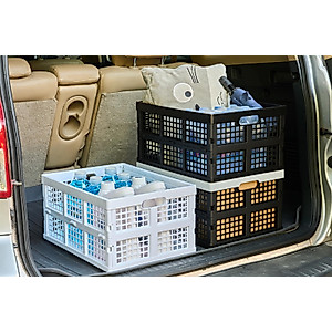 Aebeky 3-Pack Plastic Collapsible Storage Crates-30L,Foldable Plastic Crates for Storage (Black)