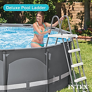 Intex 28076E Heavy Duty Deluxe Pool Ladder with Removable Steps for 48 Inch Depth Above Ground Pools