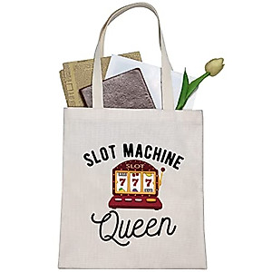 TSOTMO Slot Machine Casino Gambling Tote Bag Queen Of The Machine Gift Gambler Gift Slot Machine Queen Tote Bag Gift For Gambling Lovers (Slot Canvas)