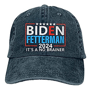 Biden Fetterman 2024 It's A No Brainer Cap Biden Fetterman Political Humor Hat for Women Funny 2024 hat for Men Father Gift Navy Blue