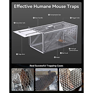 BAOYER Humane Mouse Traps Reusable Catch and Release Live Mouse，Metal Rat Trap That Work，Catch Moles, Voles, Chipmunks