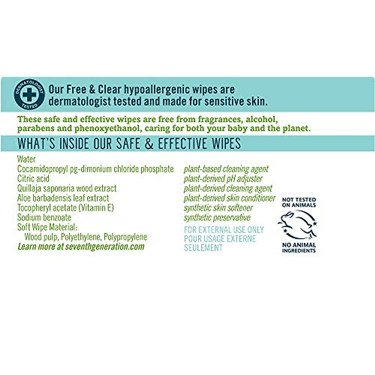 Seventh Generation Baby Wipes, Free & Clear Unscented and Sensitive, 30 count Travel Pack