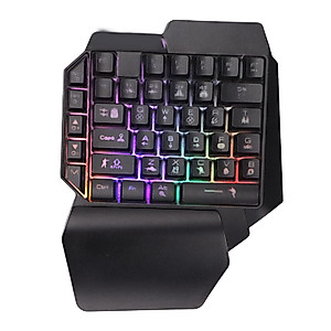 Gaming Keyboard Mouse Converter Gaming Keyboard Mouse Set RGB Gradient USB One Handed Keyboard Type C Wired Mouse Mobile Phone Holder(Mix SE automatic pressure gun set)