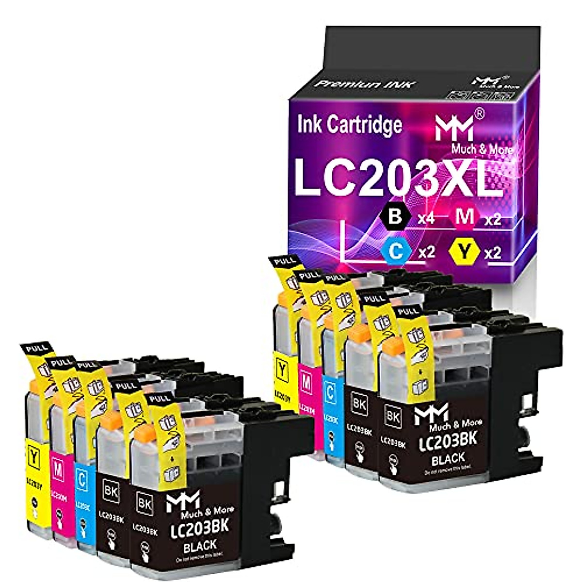 MM MUCH & MORE Compatible Ink Cartridge Replacement for Brother LC203XL LC-203XL LC203 XL to use for MFC-4320DW MFC-J4420DW MFC-J4620DW MFC-J460DW (10 Pack, 4 Black, 2 Cyan, 2 Magenta, 2 Yellow)