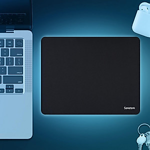 Senetem Thin Mouse Pad, 4 Pack Smooth Gaming Mouse Pads, Non-Slip Rubber Base, Laser & Optical Mousepad for Laptop, Computer, Office & Home, Small Portable, 11x8.6 in, Black