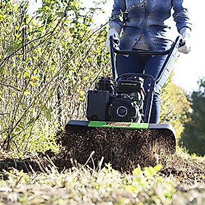 Tazz 35310 2-in-1 Front Tine Tiller/Cultivator, 79cc 4-Cycle Viper Engine, Gear Drive Transmission, Forged Steel Tines, Multiple Tilling Widths of 11”, 16” & 21”, Toolless Removable Side Shields,Green