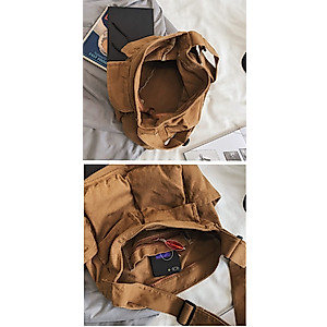 HUALEYNA Canvas Crossbody Bag for Women Large Messenger Bags Travel Shoulder Bag Multi-pocket (Black)